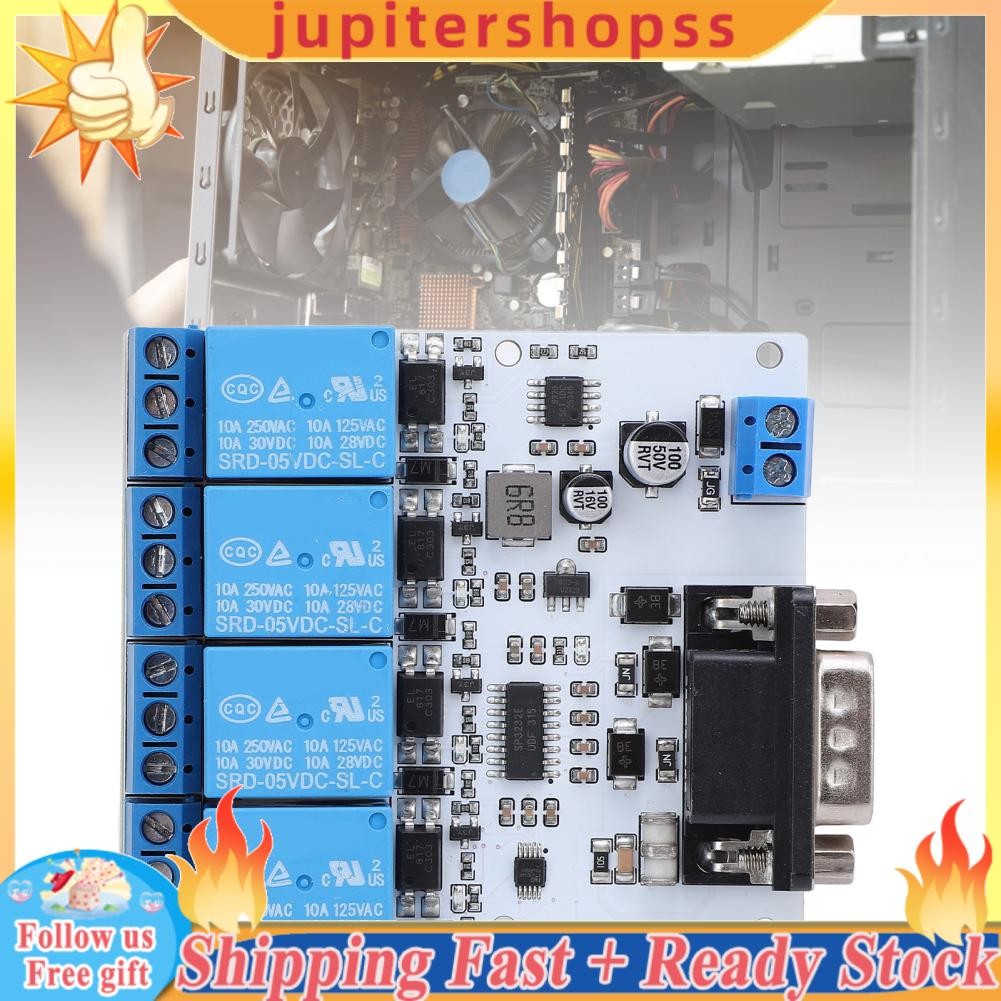 Jupitershopss Serial Port Control Relay Board 8 Bit MCU SP3232 4 Channel Safe PCB Module 5-32V ...