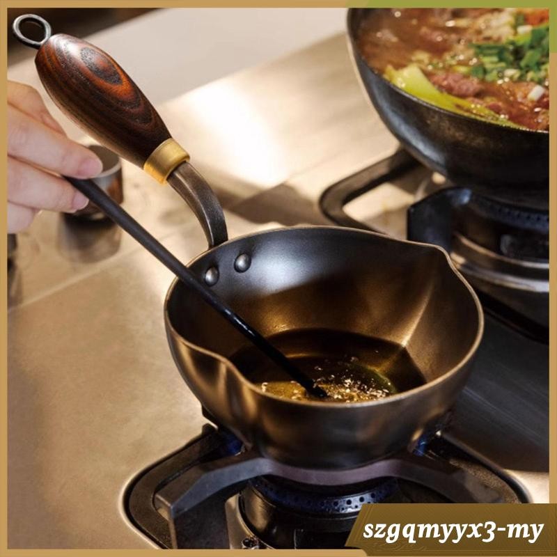 [ Hot Oil Pan Butter Warmer Iron Cookware with Handle Practical Skillet ...