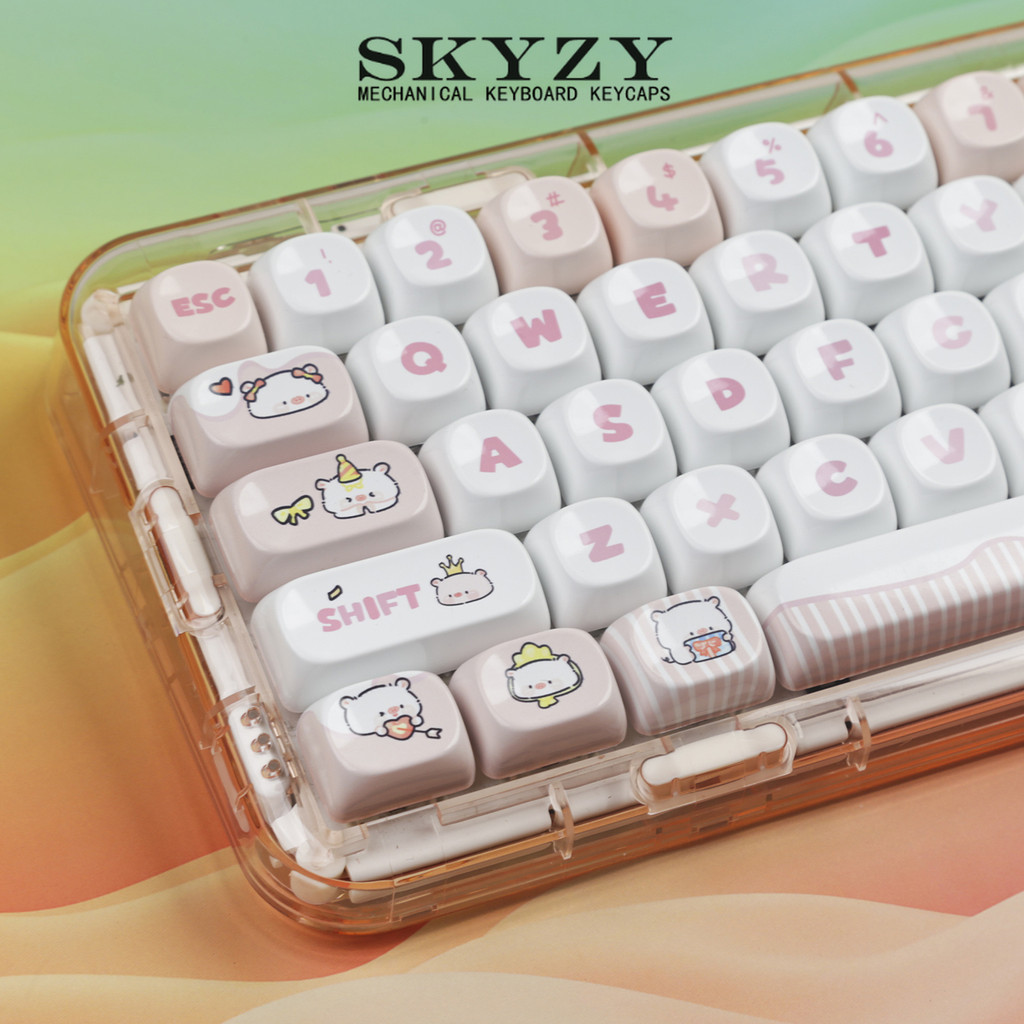 Party Pig Keycaps MOA Profile Imitation Glossy Cute Ceramic PBT Dye Sub ...