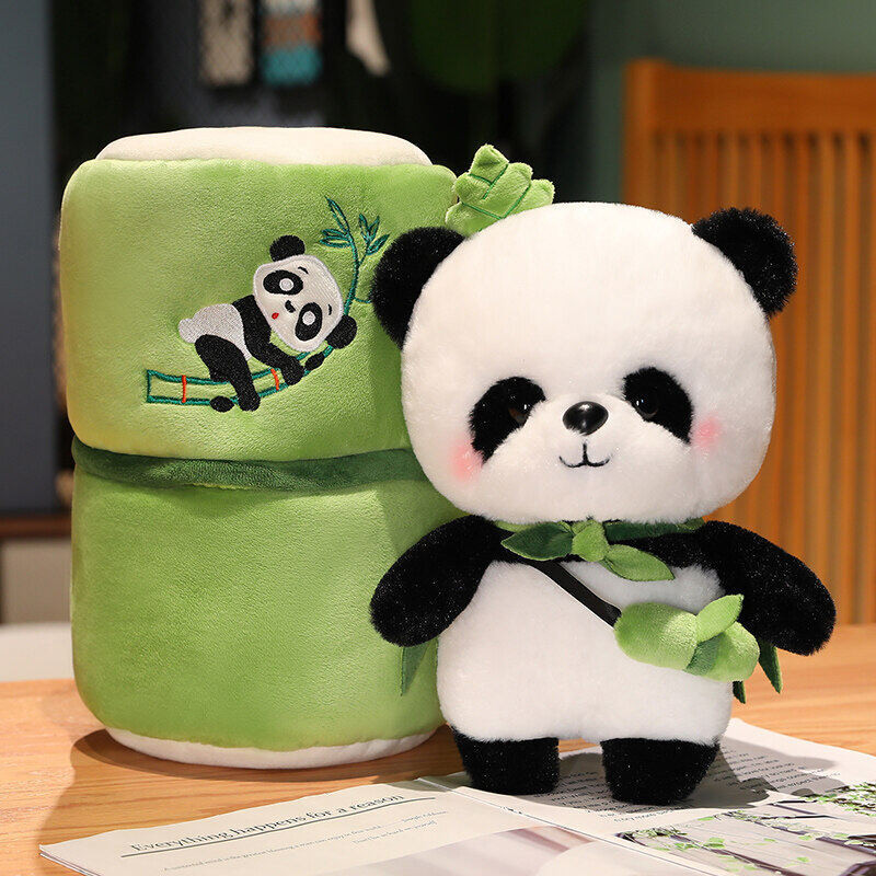 Unique Cute Bamboo Tube Big Panda Doll Plush Toy Children Accompanying ...