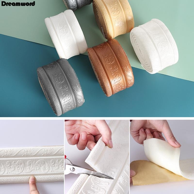 3D Wall Corner Waistline Sticker Self-Adhesive Waterproof Baseboard ...