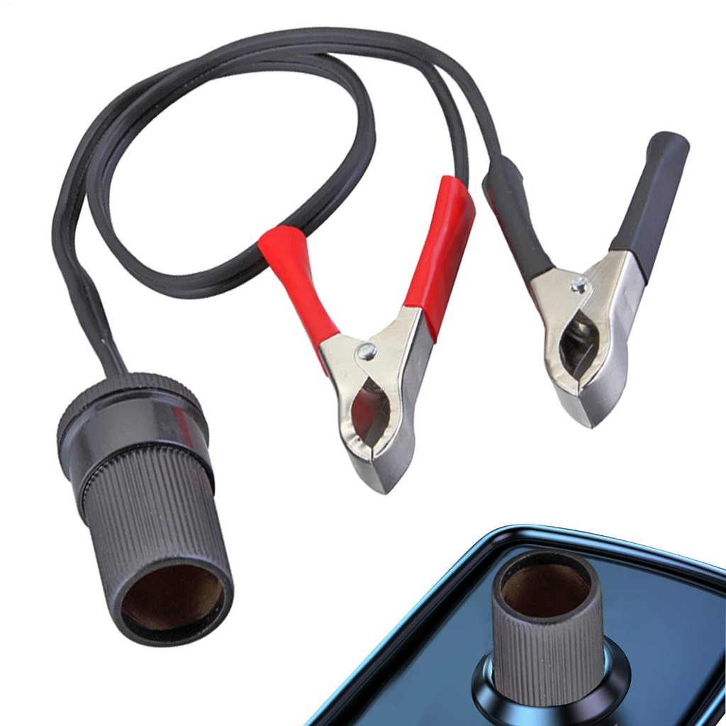 Battery Alligator Clips to 12V/24V Lighter Socket Adapter 30A Safe ...