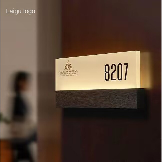 Acrylic Luminous Doorplate Hotel Guest Room Room Number Plate Beauty ...
