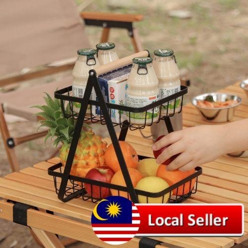 2 Tier Onion Rack Fruit Basket Onion Vege Basket Storage Organizer ...