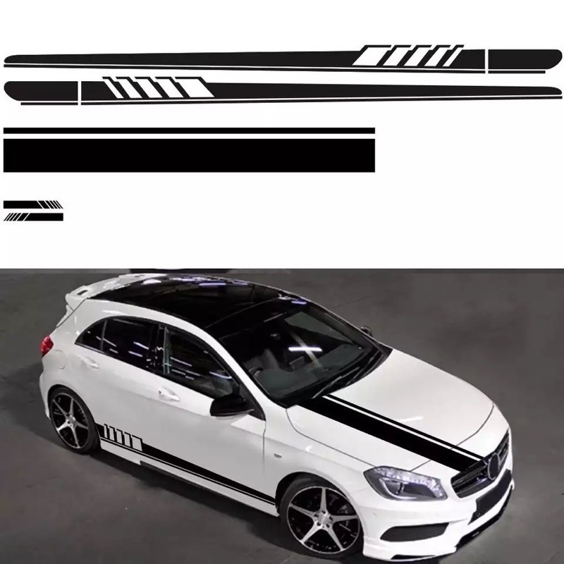 (Ready Stock) S465# OM 1set 5pcs Car Body Vinyl Decal Sticker Long ...