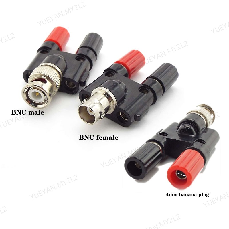 BNC Male female to Dual 4mm Banana Jack Coaxial binding post cable video socket Connector for ...