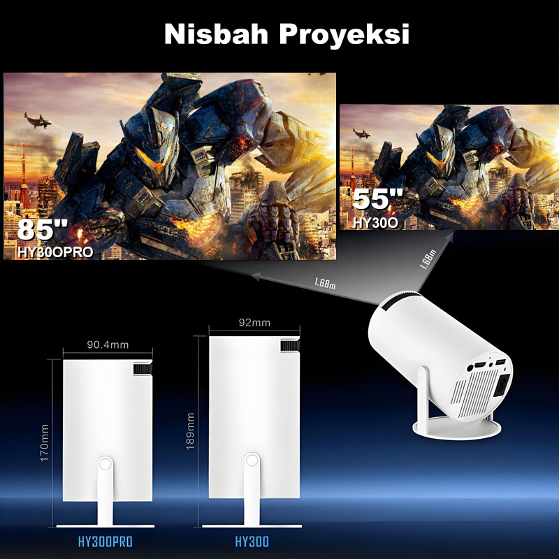 Projektor Android HY300 Mini 1080P Wireless Bluetooth Skrin Besar ...