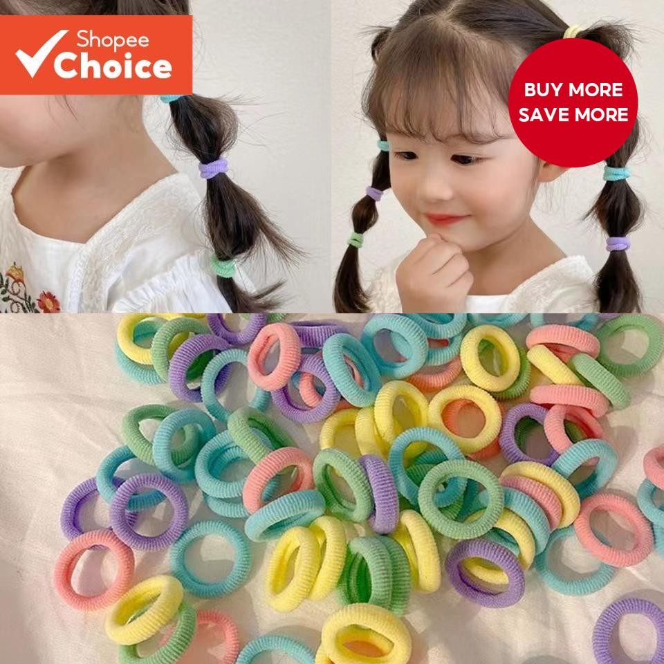 100Pcs Seamless Hair Ties For Kids, Soft Elastic Headbands For Girls ...