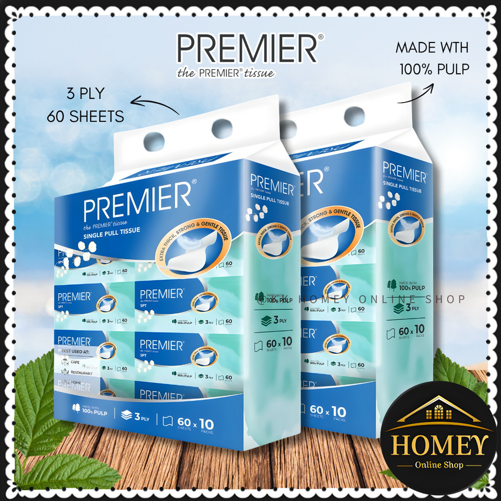 Tisu Premier Premier Single Pull Tissue 3 PLY 60 Sheets | Shopee Malaysia