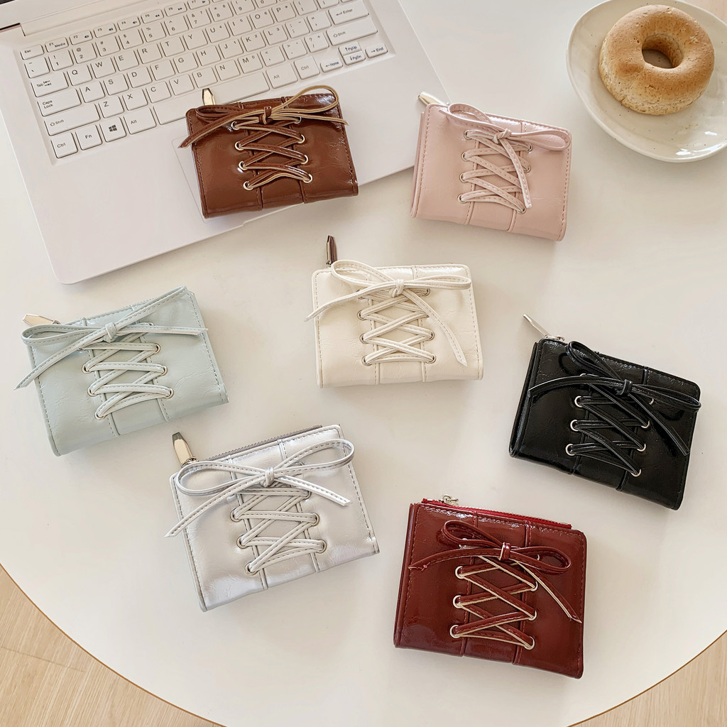 Short Style Delicacy Bow Women Wallet Cute Mini Multifunctional Multi ...