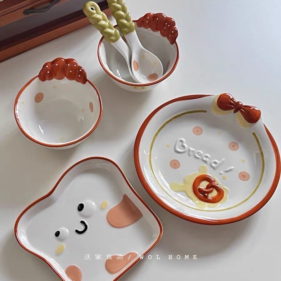 LIVINSTORE Bready Series Korean Ceramic Plates Aesthetic Aesthetic ...