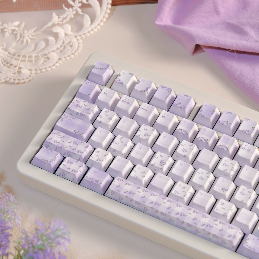 142 Keys Original Violet Keycaps Cherry Profile Purple PBT Dye ...