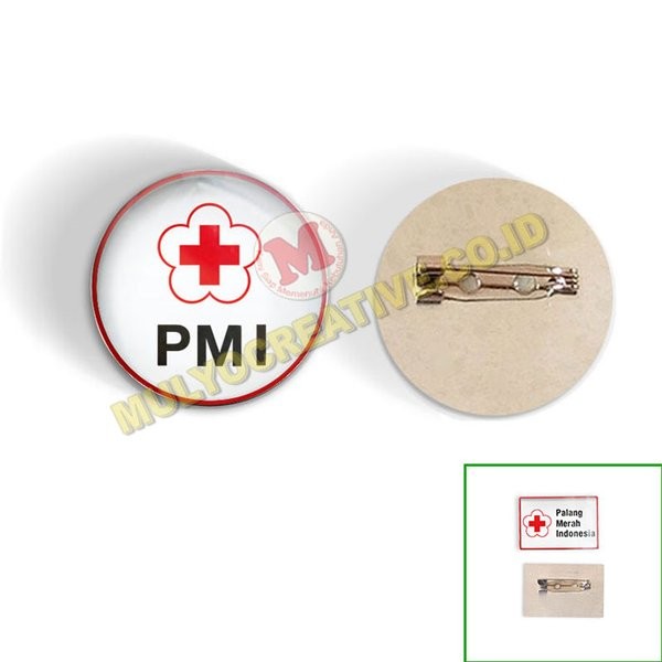 Pin PMI Palang Merah Indonesia Bros PMI Model Bulat dan Persegi ...