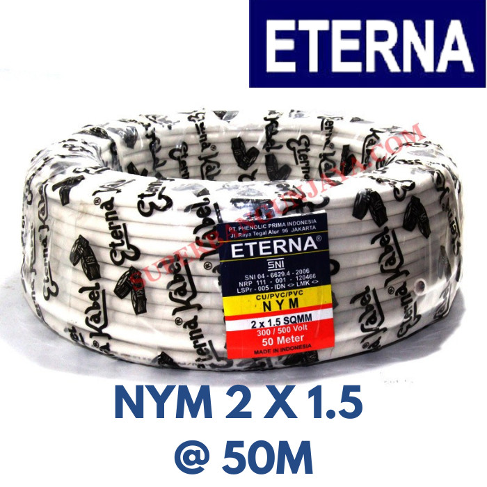 PUTIH Nym WHITE SINGLE COPPER ETERNA ELECTRICAL CABLE 2X1.5 PER ROLL ...