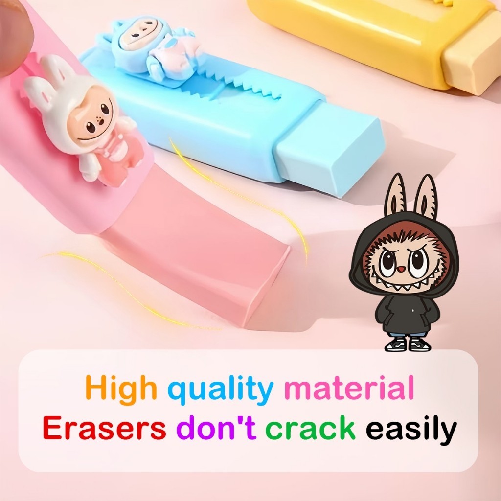 Labubu push-pull non-toxic student cartoon cute replaceable eraser for ...