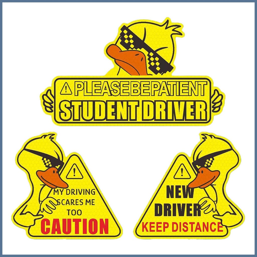 Funny Student Driver Sticker 3 Pieces Bumper Cute Duck Sticker Safety ...