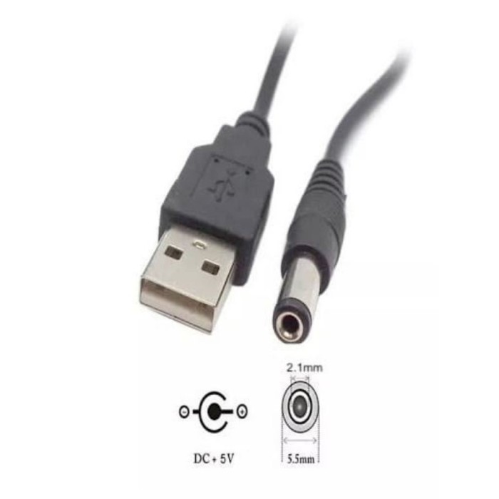 TP HH KABEL BULAT USB TO JACK DC 3.5MM & 5.5MM CABLE CHARGER POWER COLOKAN JARUM BESAR - 3.5MM ...