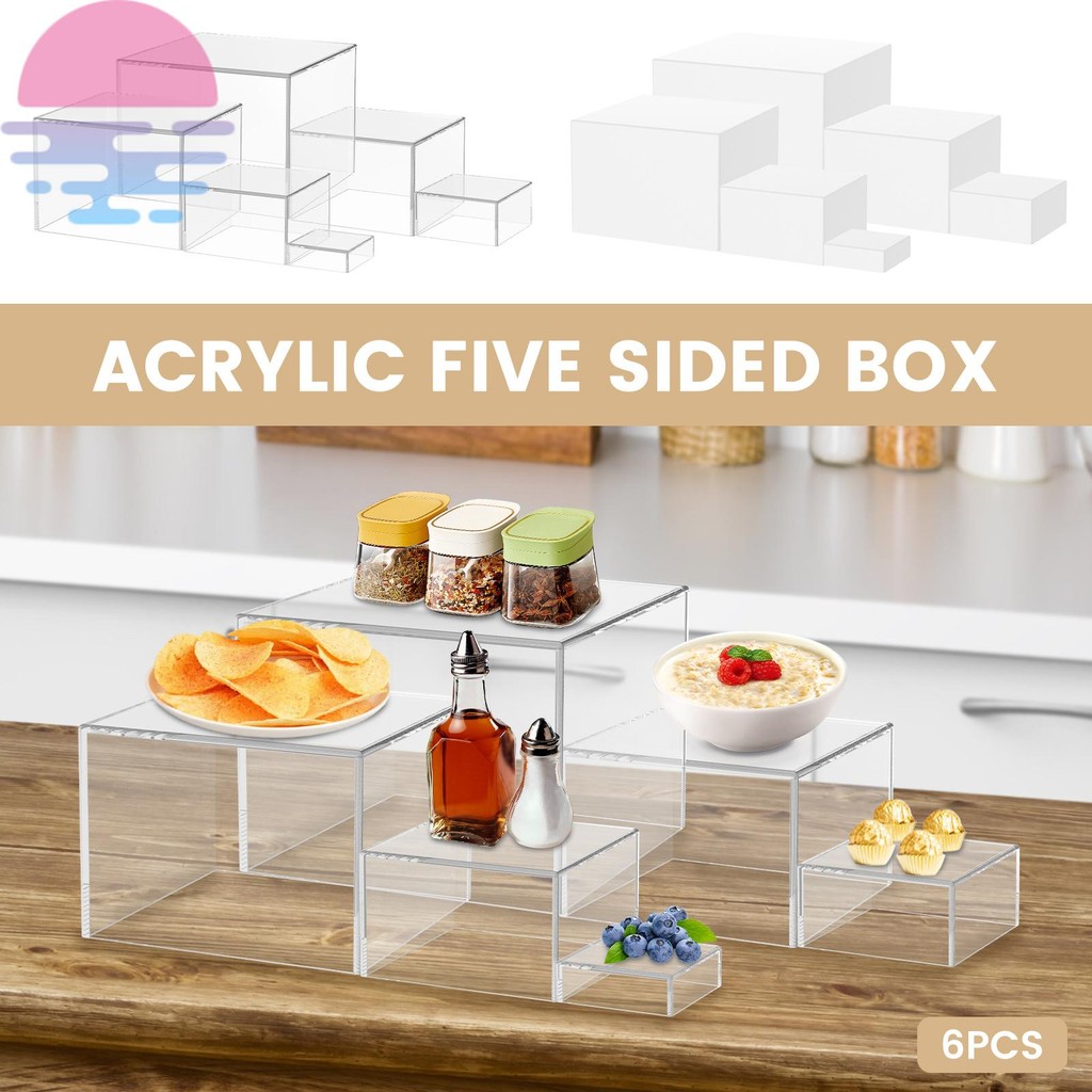 6 Pcs Acrylic Box 6 Different Sizes Buffet Risers Stackable Buffet ...