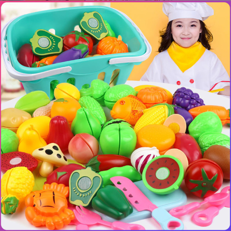 Educational Food Toys Kids Pretend Play Kitchen Toys Plastic Cutting ...