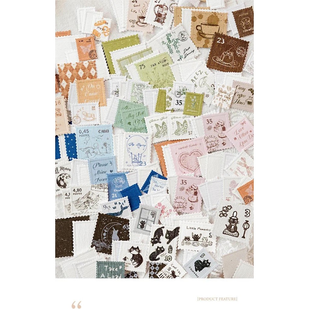 JIANWU Paper Stamp Series Vintage Relief Stamp Landscaping Material ...