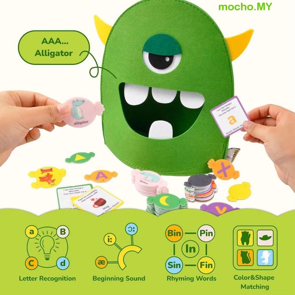 MOCHO Alphabet Learning Toy, Colors Shape Uppercase Letter Cartoon Felt ...