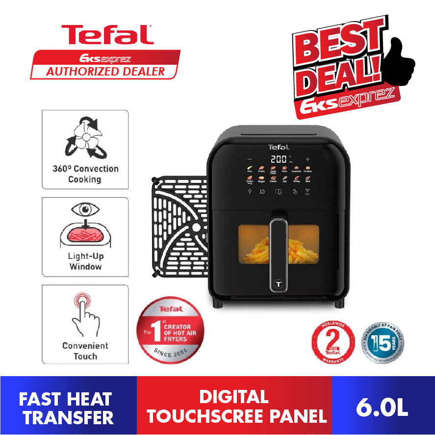 Tefal EY8218 Easy Fry Window Air Fryer Digital 6L- Black EY821865 ...