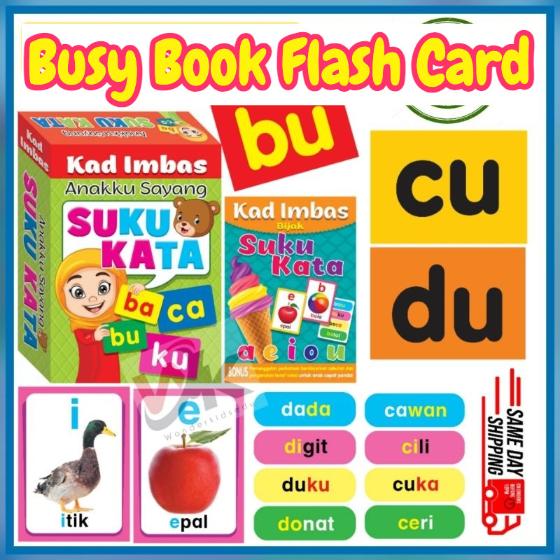 Kad Imbas Book Busy Book Flash Card for kid | Suku Kata | Kad Imbas ...