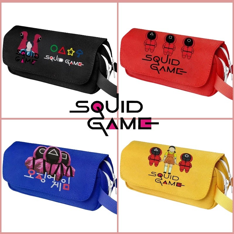 Squid Game Pencil Box Large Capacity Canvas Stationery Bag Double layer ...