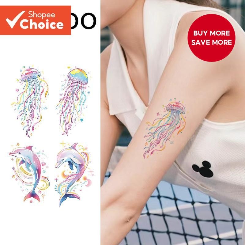Colorful Dolphin Jellyfish, Arm Shoulder Clavicle Belly, Long-Lasting ...