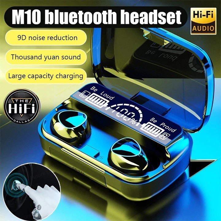 M10 TWS Fon Telinga Wayarles Bluetooth 5.0 Pukul Telinga Sentuhan Sukan ...