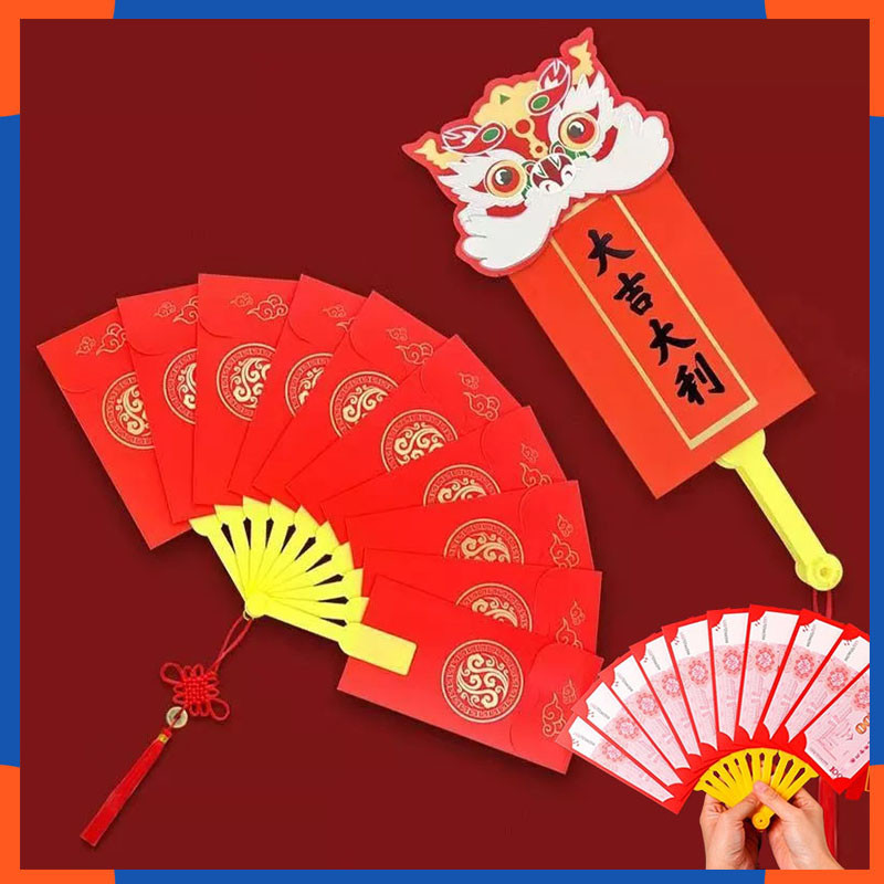 2025 CNY Red Envelope Creative Fan Style Snake Year Angpao Red Packet ...