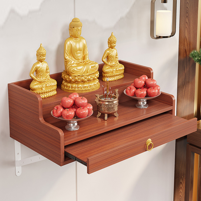 Shrine Wall-Mounted Type Worship Table God of Wealth Guanyin Bodhisattva Buddha Worship Table ...