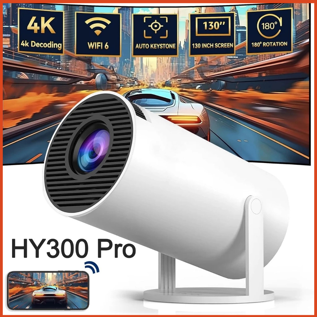 HY300 Projector HD 4K Android PRO Home 5G WiFi Portable Wireless PTZ ...
