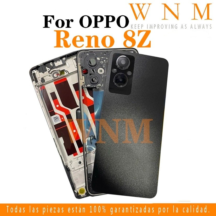 For OPPO Reno 8Z 5G CPH2457 LCD Front Frame Bezel Back Battery Cover + Middle Frame + Camera ...