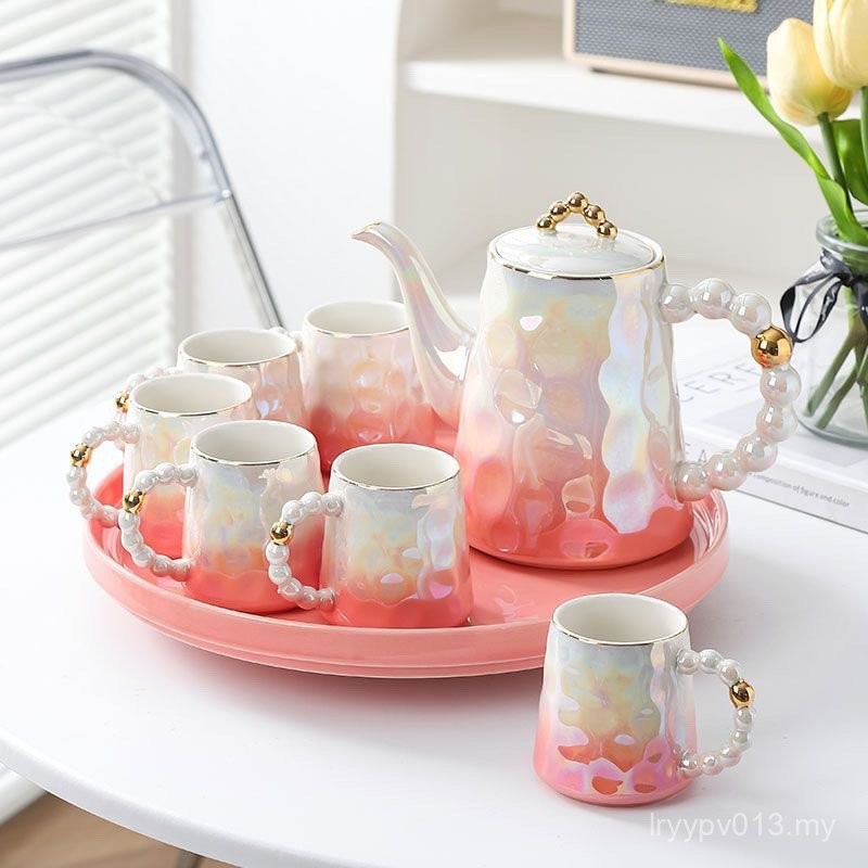 Gradient Kettle Ceramic Water Cup Set Wedding Teapot Housewarming High ...