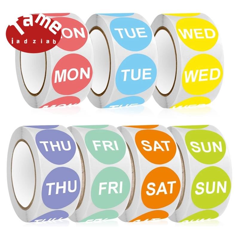 7 Day of the Week Sticker,1 Inch Round Day Dot Food Rotation Labels ...