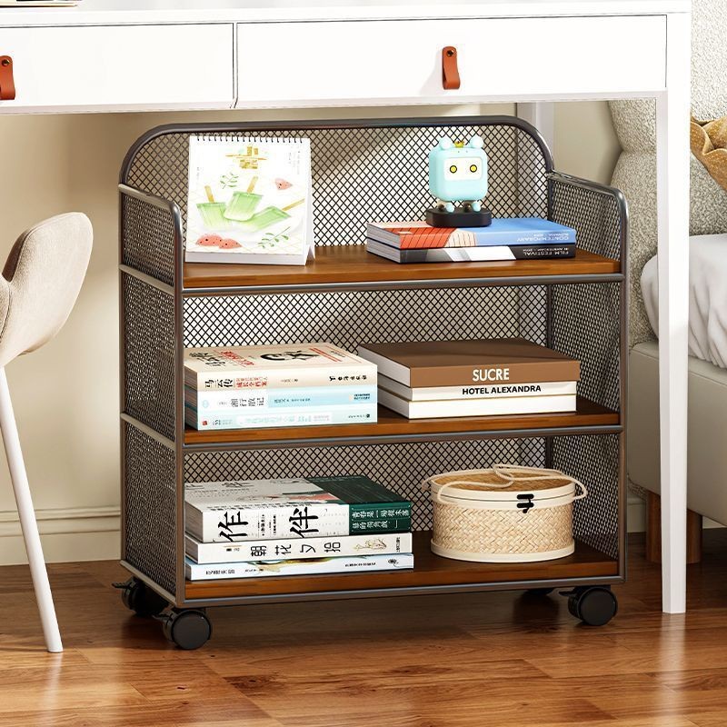 Home wheeled trolley mobile bookshelf bookcase multi-functional storage ...
