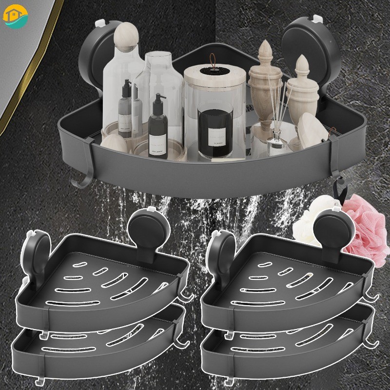 Bathroom Triangular Storage Racks Vacuum Suction Cup Aluminum Baskets ...