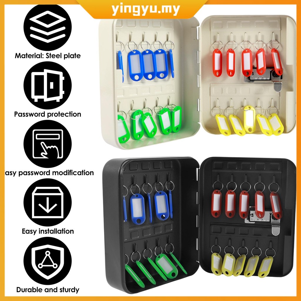 Password Key Lock Box Wall Mounted 3-Digit Combination Key Safe Cabinet ...