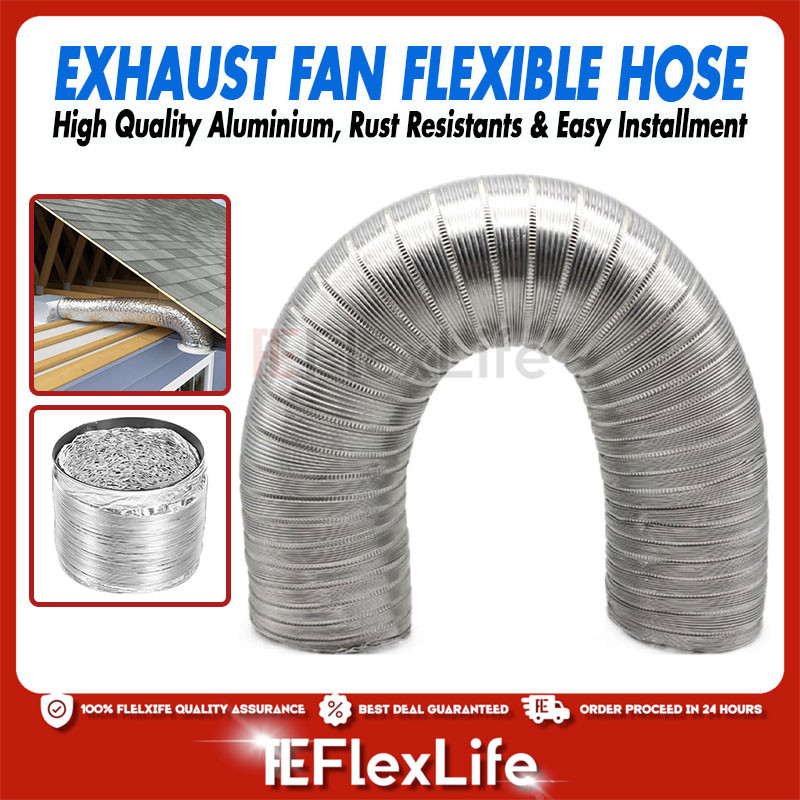 Exhaust Fan Aluminum Foil Telescopic Flexible Hose 100mm 8Mtr ...