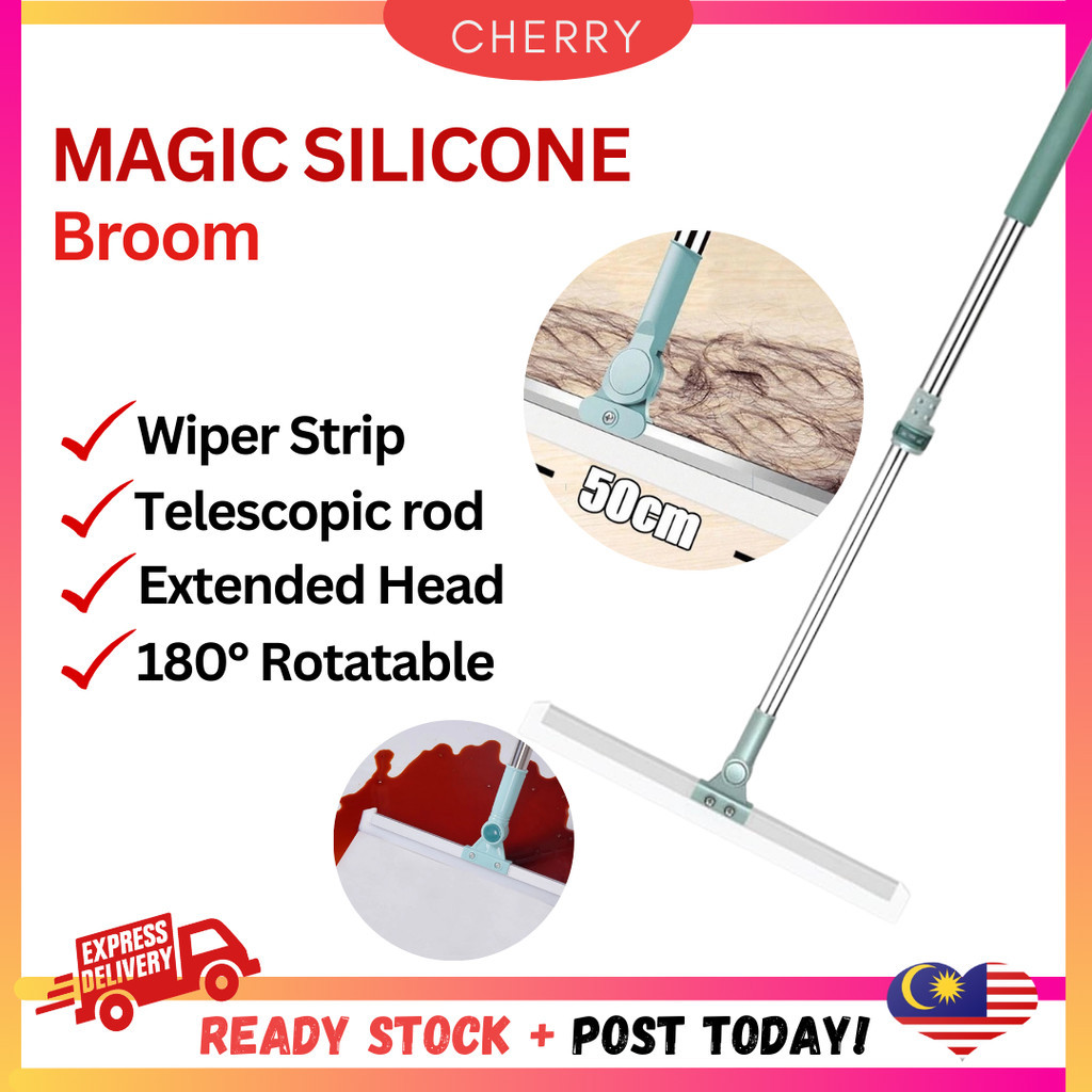 🍒CHERRY🍒 50CM Floor Silicone Wiper Scraper 180 Squeegee Magic Broom ...