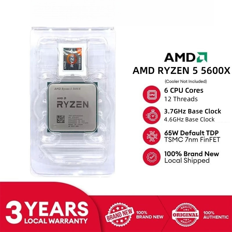 AMD Ryzen 5 5600 Boxed CPU Processor w/ Wraith Stealth Cooler / Tray ...