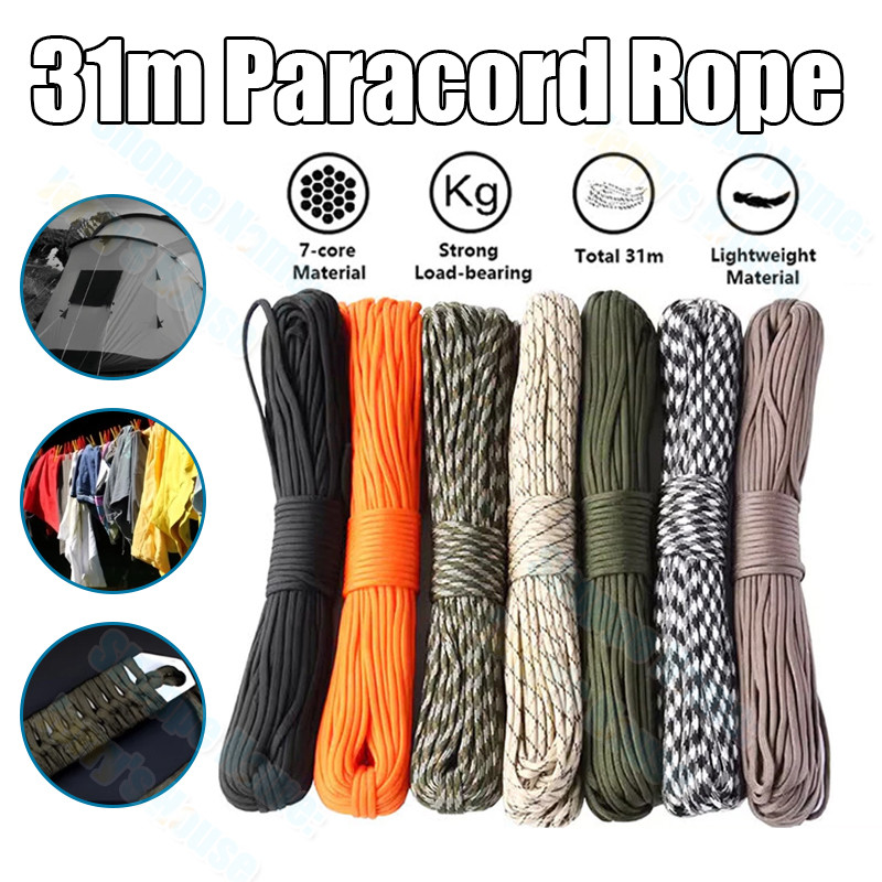 31M Paracord Rope 9 Cores 4mm 550 Military Standard Parachute Rope ...