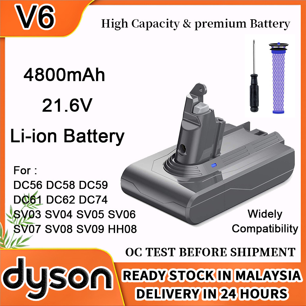 For Dyson V6 Battery for Dyson Vacuum V6 Li-ion 21.6V 4800mAh - V6 ...