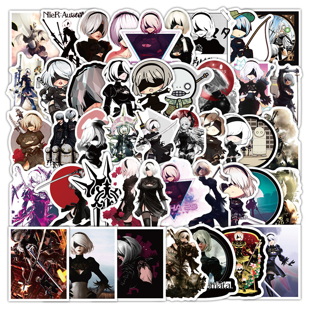 50 pcs NieR:Automata 2B Video Game Character Waterproof PVC Stickers ...