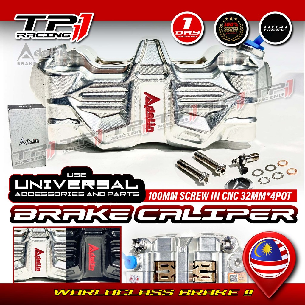 Brake Caliper Set Adelin UNIVERSAL USE 100MM 4 Pot Brek Kaliper Right ...