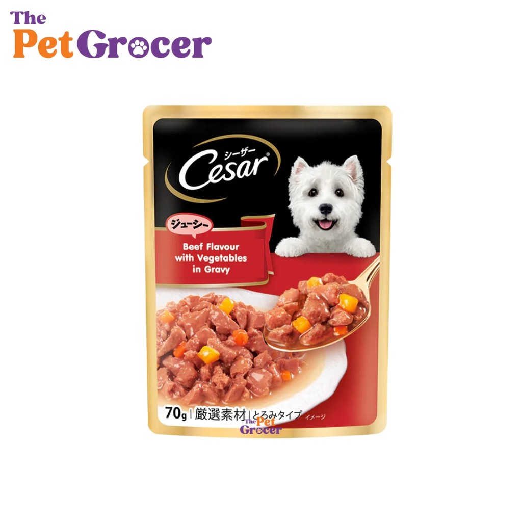 Cesar Pouch Adult Dog Beef flavour with Vegetables in Gravy 70g ...