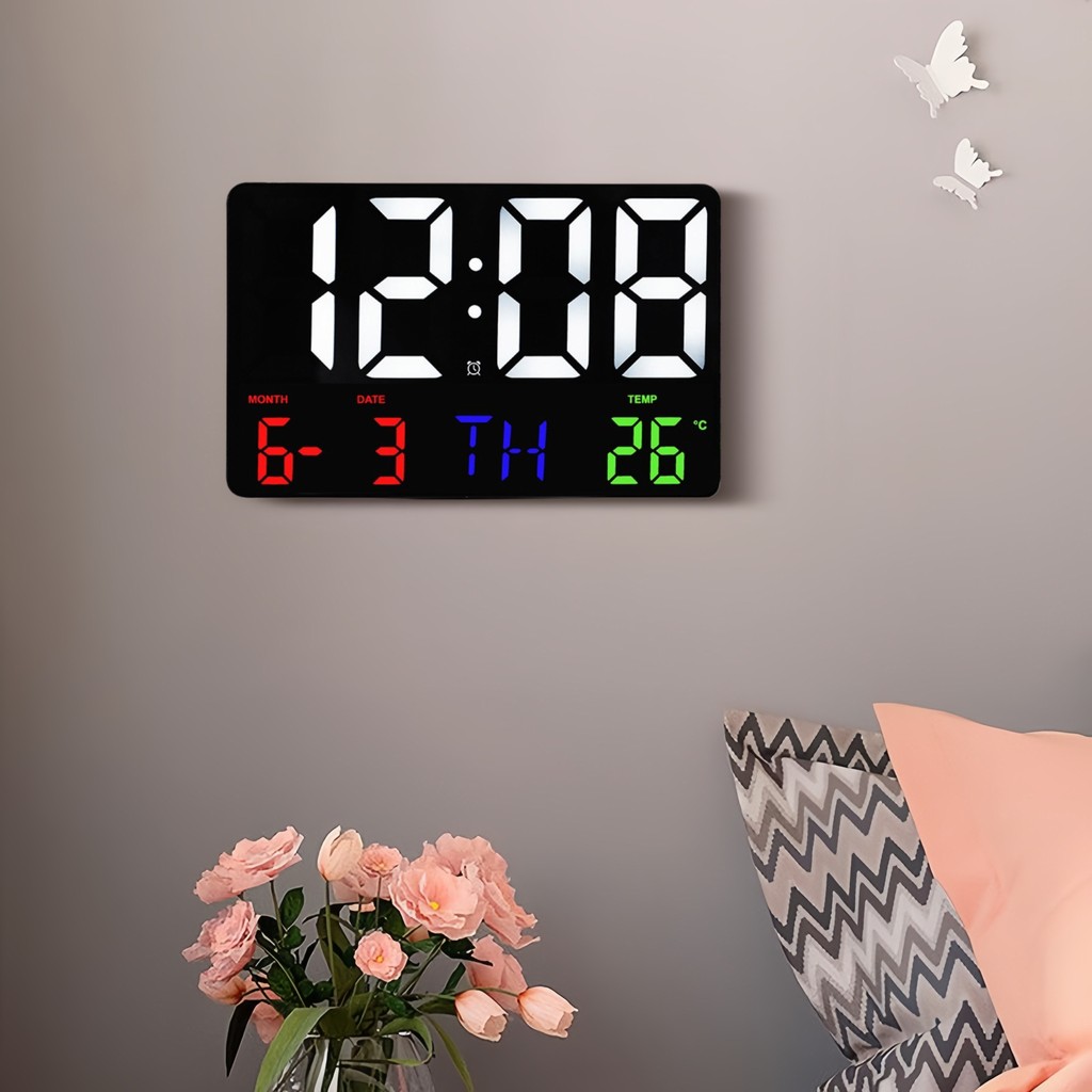 Digital Wall Clock with Remote Control Alarm Clock LED Large Display ...
