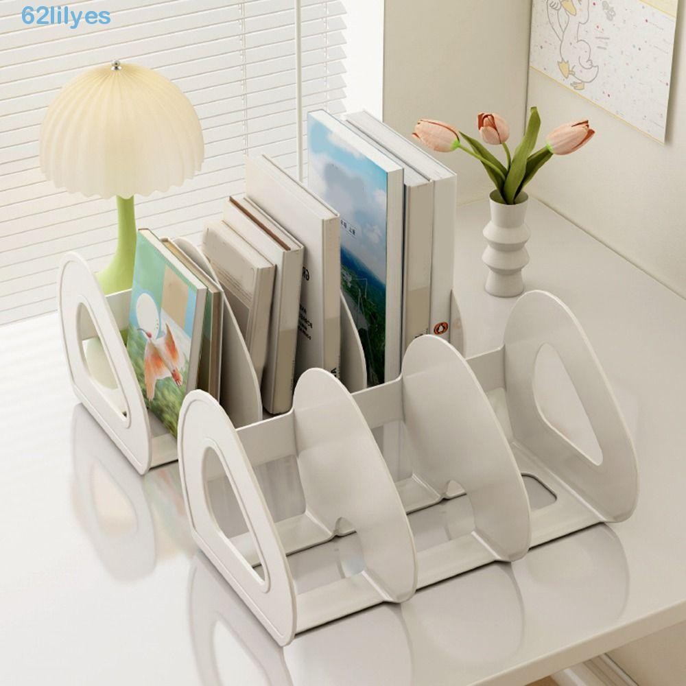 LILYES Desktop Book Stand, Save Space Transparent Divided Book Stand ...