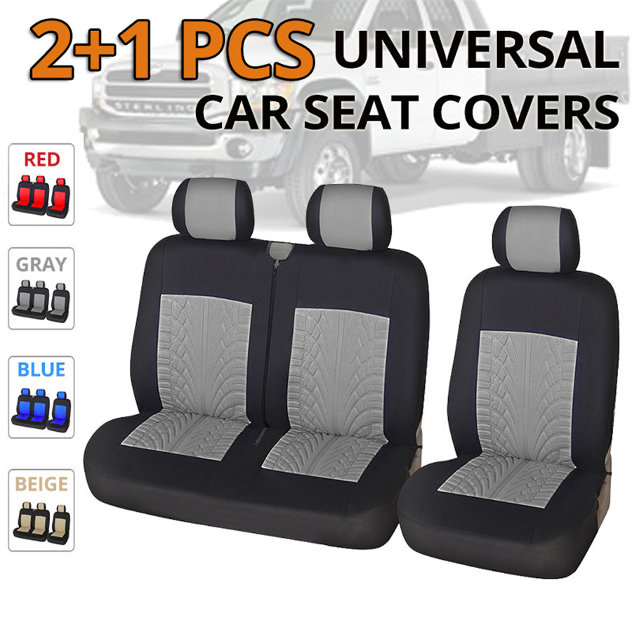 2+1 Fabric Seat Covers Protector Diamond Look Black Grey For Ford ...